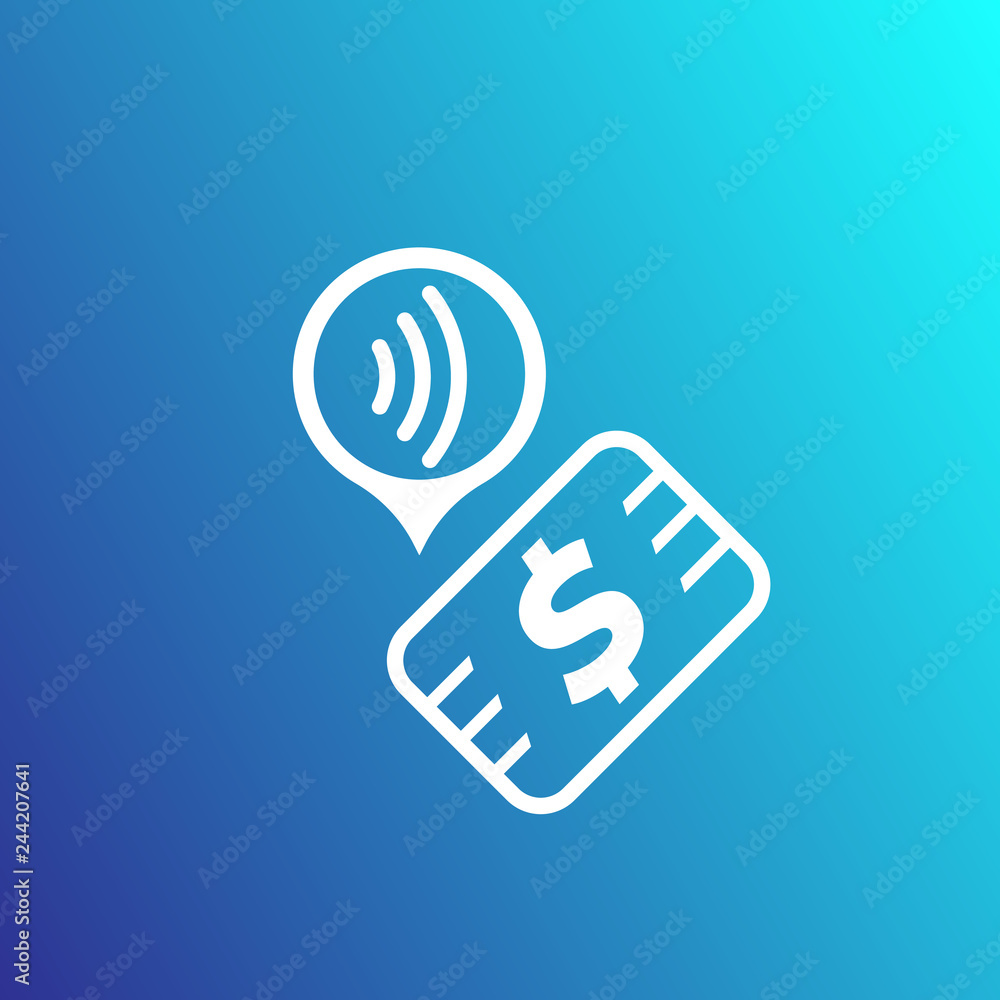 Contactless payment with card, wireless pay, vector icon Stock Vector ...