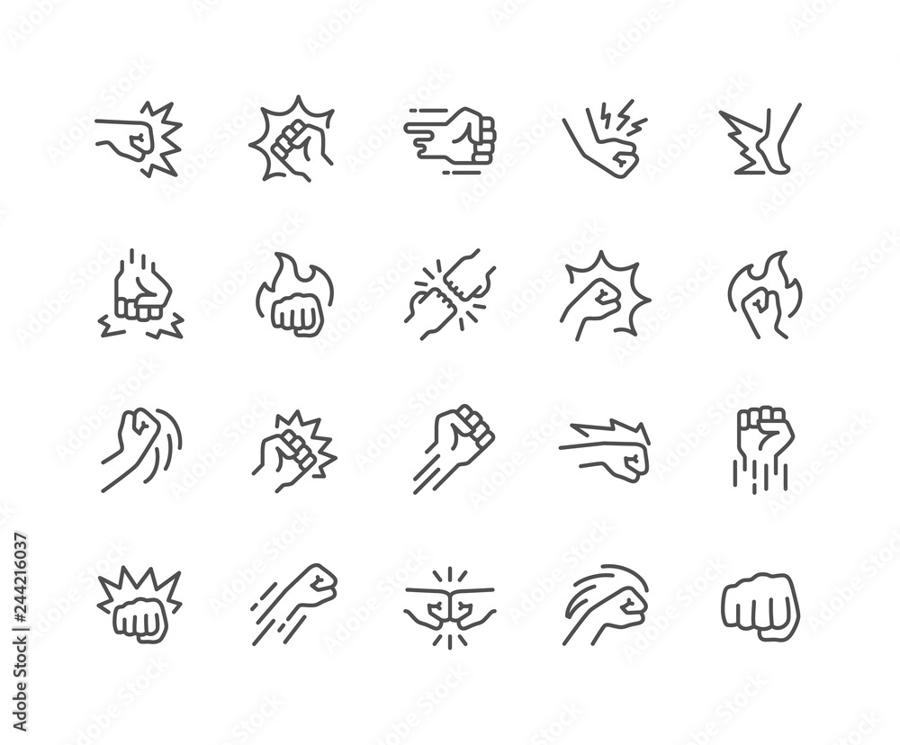 Simple Set of Fight Related Vector Line Icons. Contains such Icons as ...