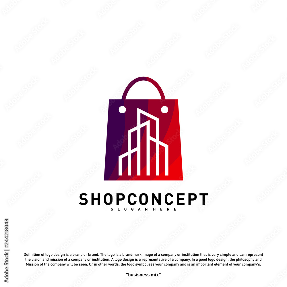 Fashion City Logo Concept Vector. Shopping center with Modern city Logo ...
