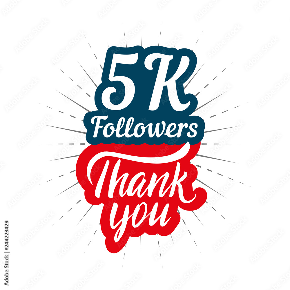 Thank you 5k followers card for celebrating many followers in social ...