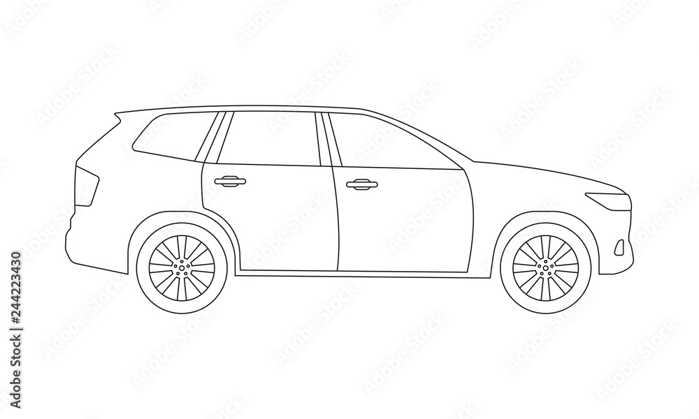 SUV car outline icon. Side view. Crossover utility vehicle silhouette ...