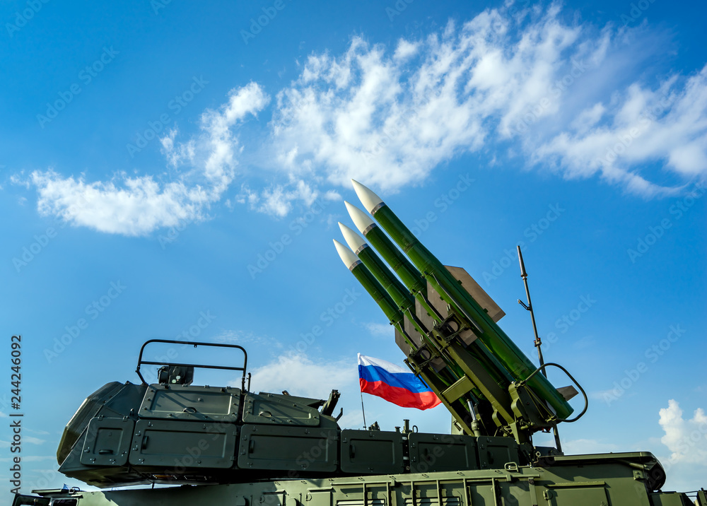 Ballistic missile launcher with four cruise missiles on powerful mobile ...