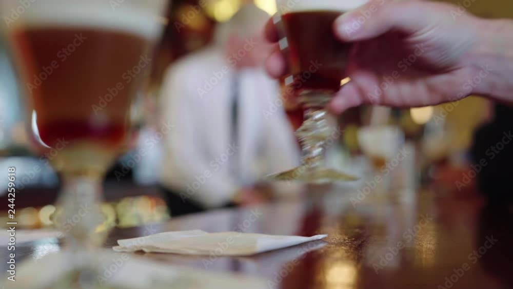 Vidéo Stock Pick Up and Drink Irish Coffee Close Up with Bartender in ...