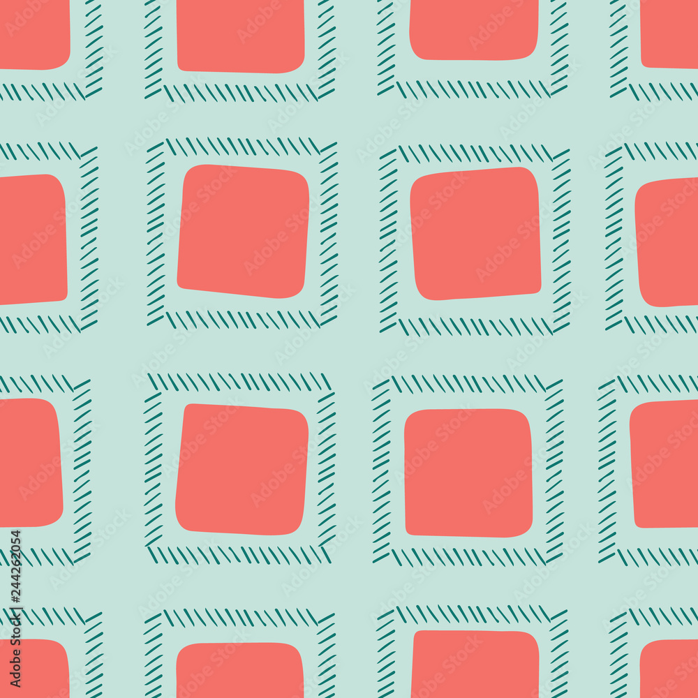 Colorful irregular square shapes in a grid pattern, mint green, blue ...