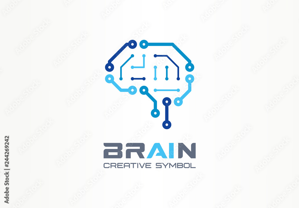 AI brain creative symbol concept. Smart chip, neural network, robot ...