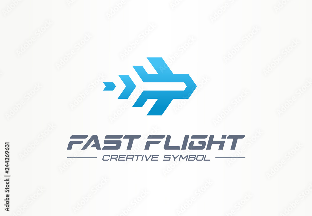 Fast flight creative symbol travel concept. High speed plane abstract ...