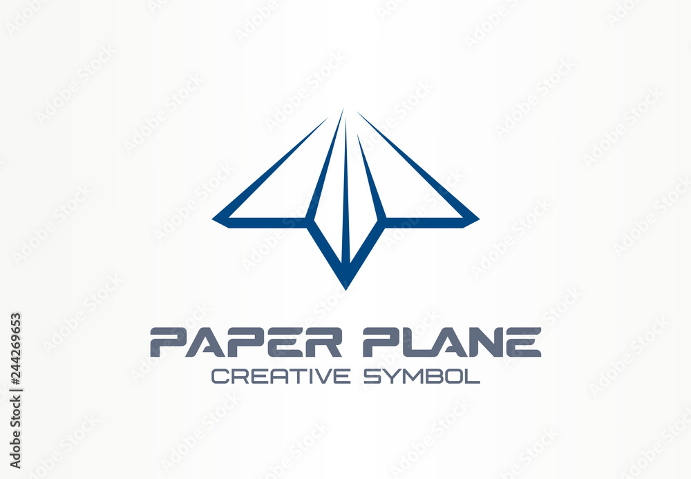 Paper plane creative messenger symbol concept. Letter shaped arrow ...