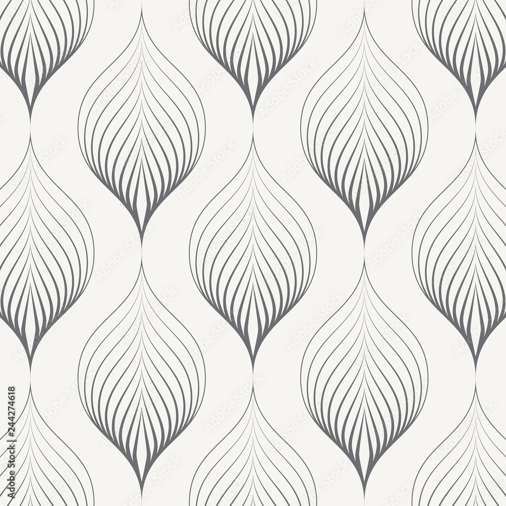 linear vector pattern, repeating linear abstract leaves on garland ...