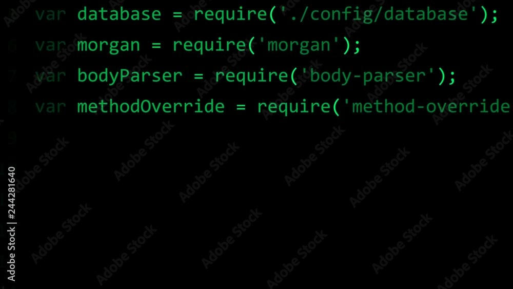 Green code editor interface. Programming software screen with syntax ...