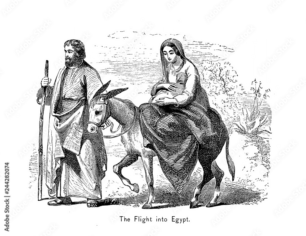 Flight into Egypt. Stock Illustration | Adobe Stock