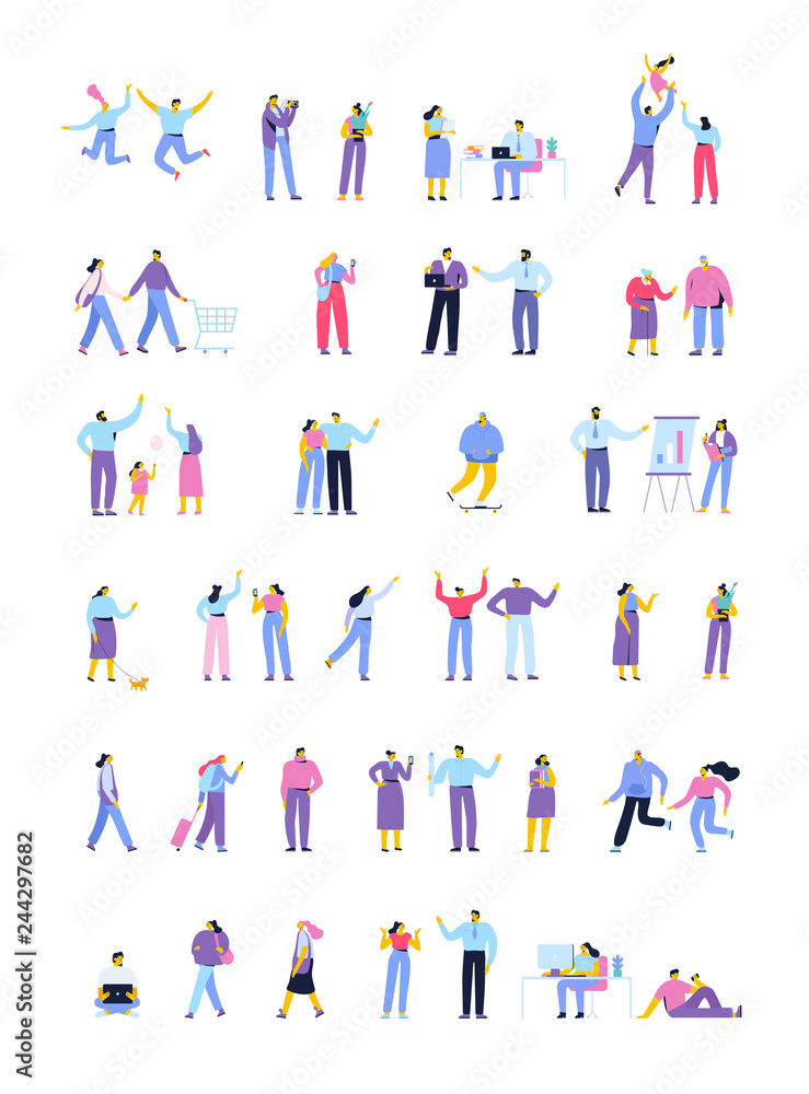 Vector people set isolated on white background. Flat cartoon characters ...