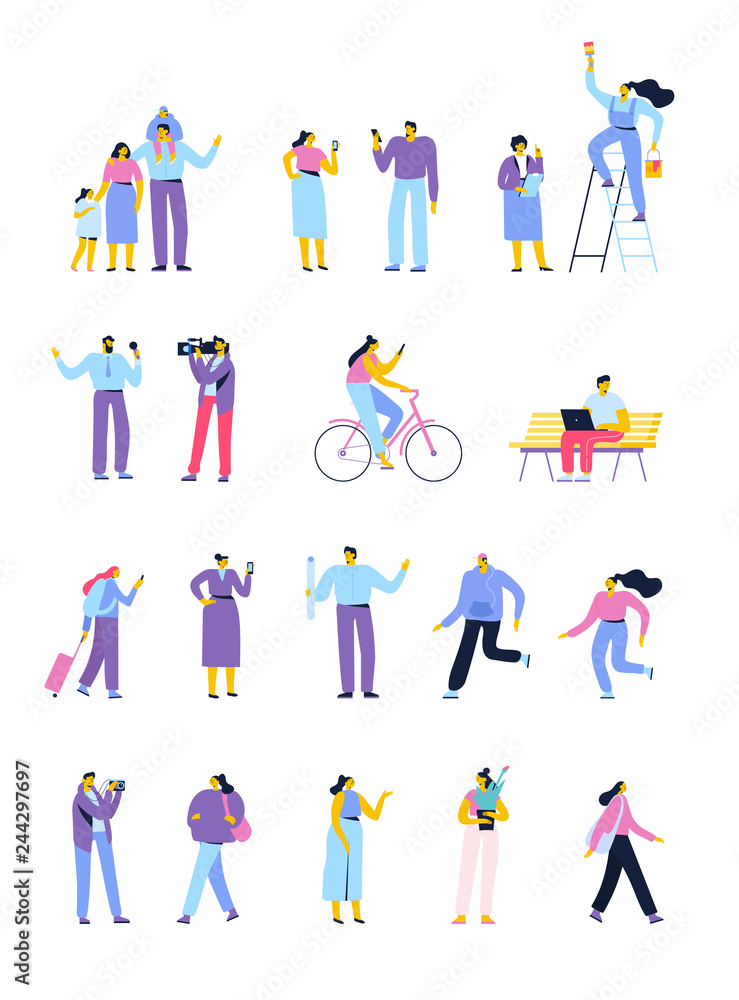 Vector people set isolated on white background. Flat cartoon characters ...