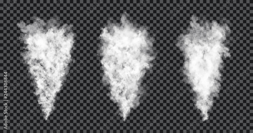 Smoke stream on transparent background. Realistic smoke texture, fog or ...