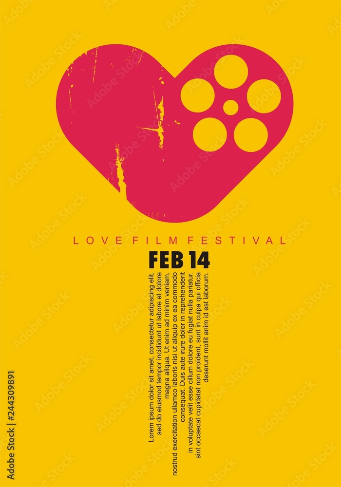 Love cinema conceptual art with heart shape and film roll in negative ...