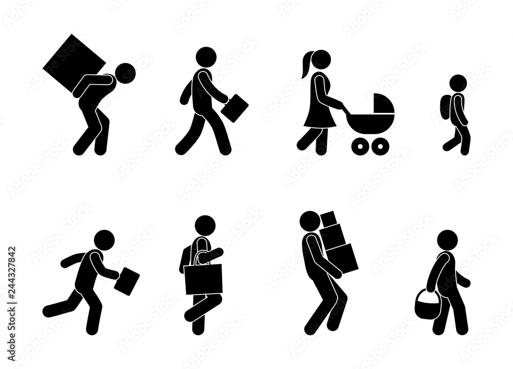 people go with things, people are, stick figure of a man with a burden ...