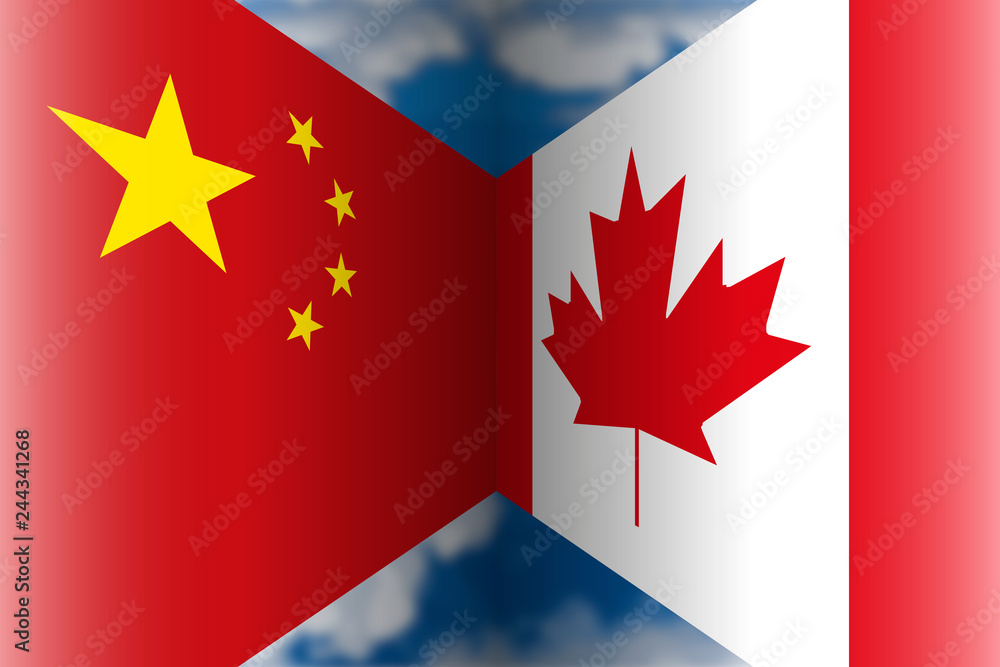 China vs Canada flags, vector illustration and graphic elaboration ...