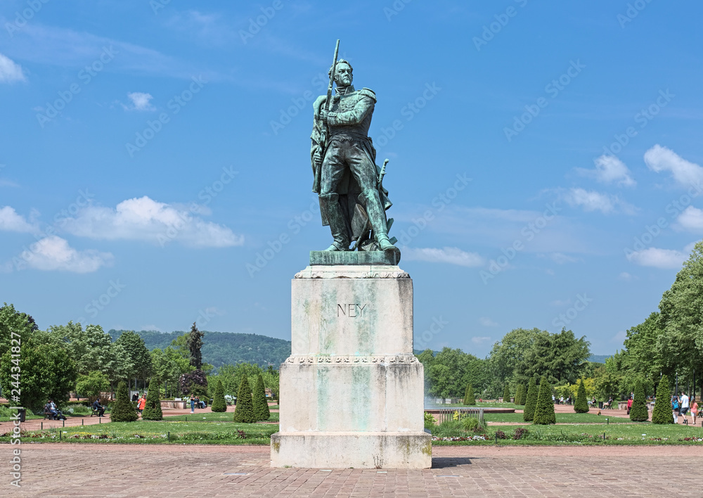 Monument to Michel Ney, the Napoleonic Marshal of the Empire, in front ...
