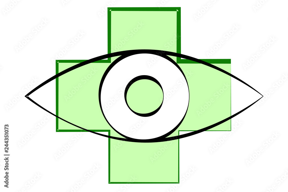 Cruz verde con silueta de ojo. Stock Vector | Adobe Stock