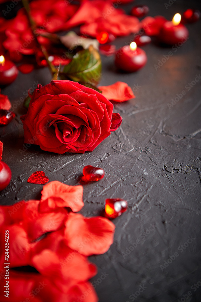 Red Roses And Candles Background
