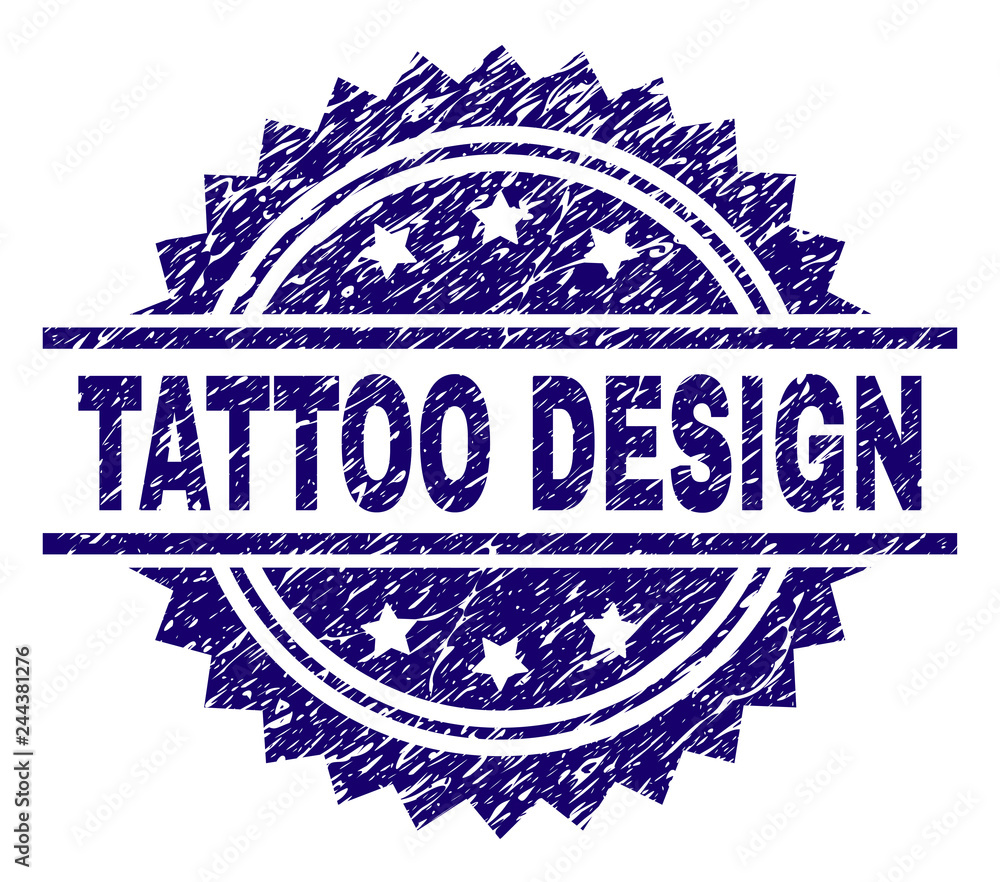 TATTOO DESIGN stamp seal watermark with distress style. Blue vector ...