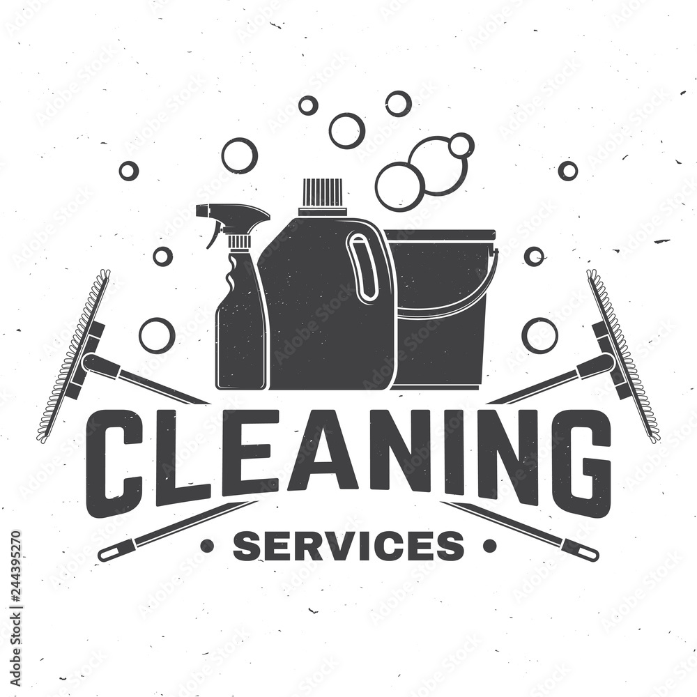 Cleaning company badge, emblem. Vector illustration. Concept for shirt ...