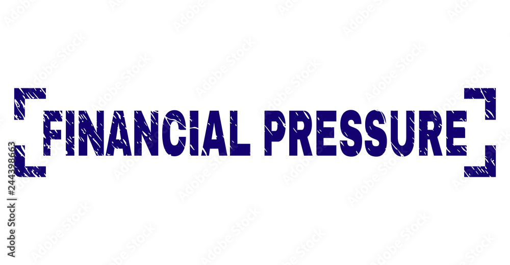 FINANCIAL PRESSURE label seal print with distress texture. Text label ...