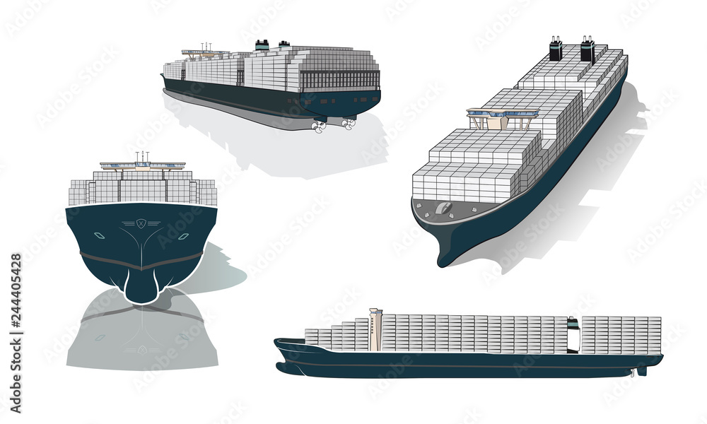 Container Ship EEE class - largest cargo vessel in the world - isolated ...