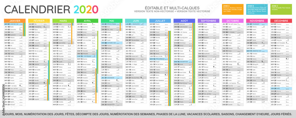 Calendrier 2020 Stock Vector | Adobe Stock