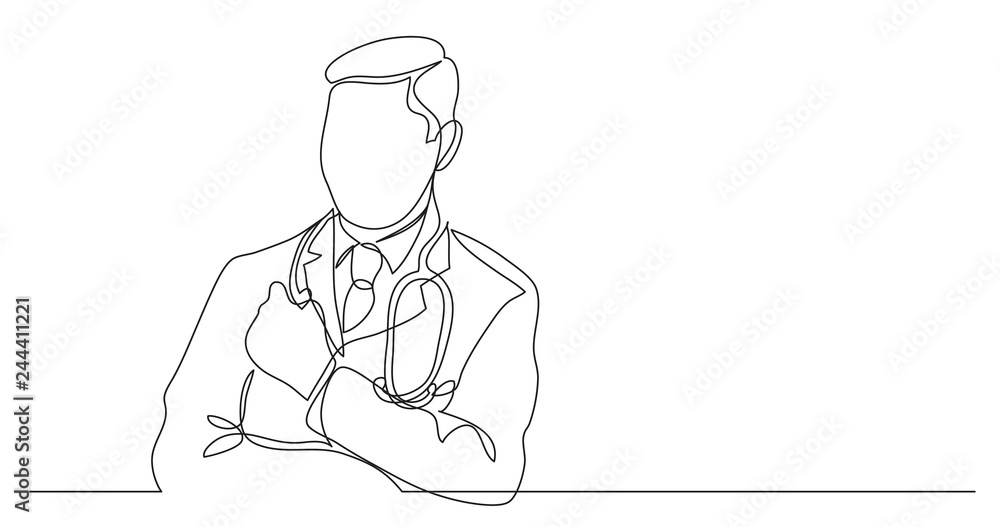 one line vector drawing of hospital man doctor thinking Stock Vector ...