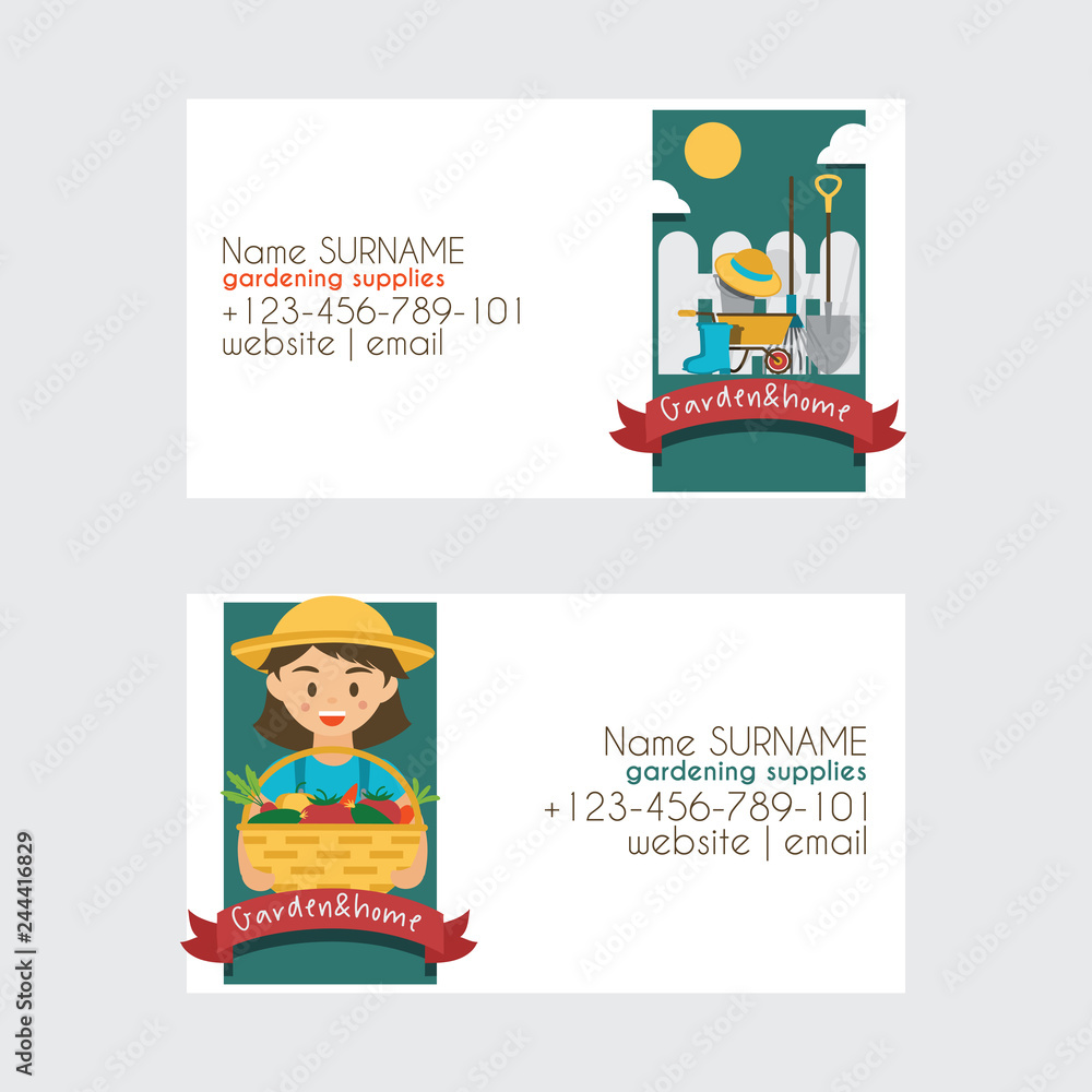 Farm vector farming gardening harvest business card backdrop farmer man ...