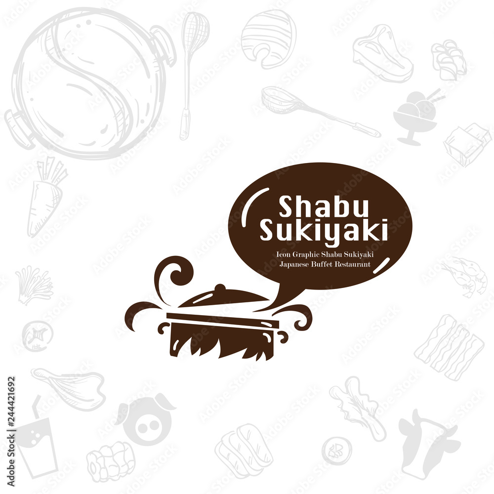 shabu sukiyaki logo icon graphic japanese buffet restaurant Stock ...
