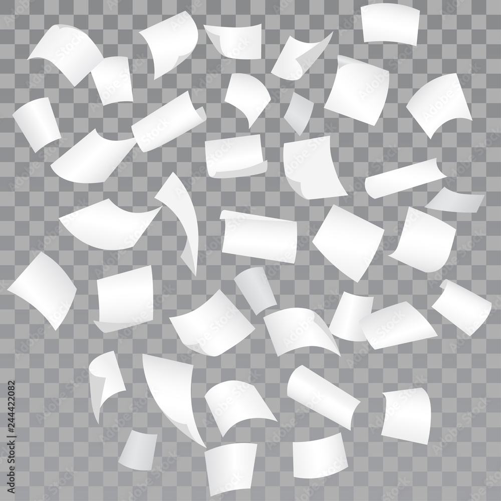 Falling paper sheets with curved corners. Paperwork. Vector Stock ...