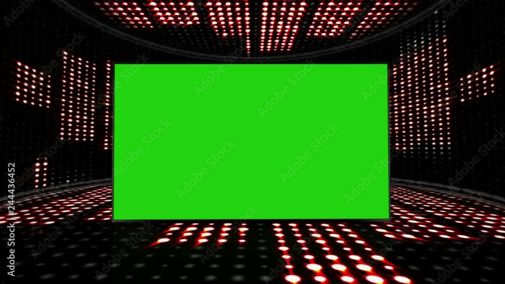 Music Equalizer Waves Room with Green Screen Monitors, Radio, Lights ...