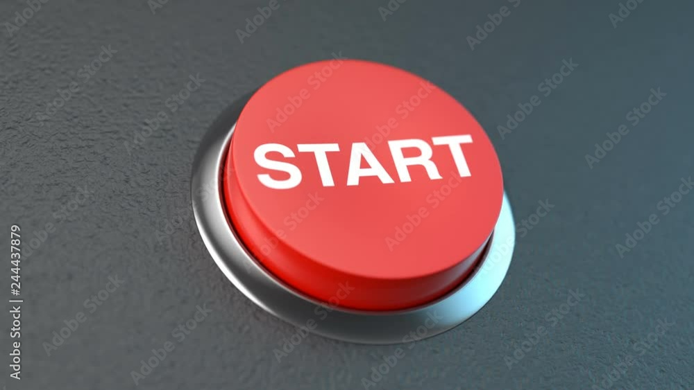 Beautiful animation from left to right red button symbolizing start ...