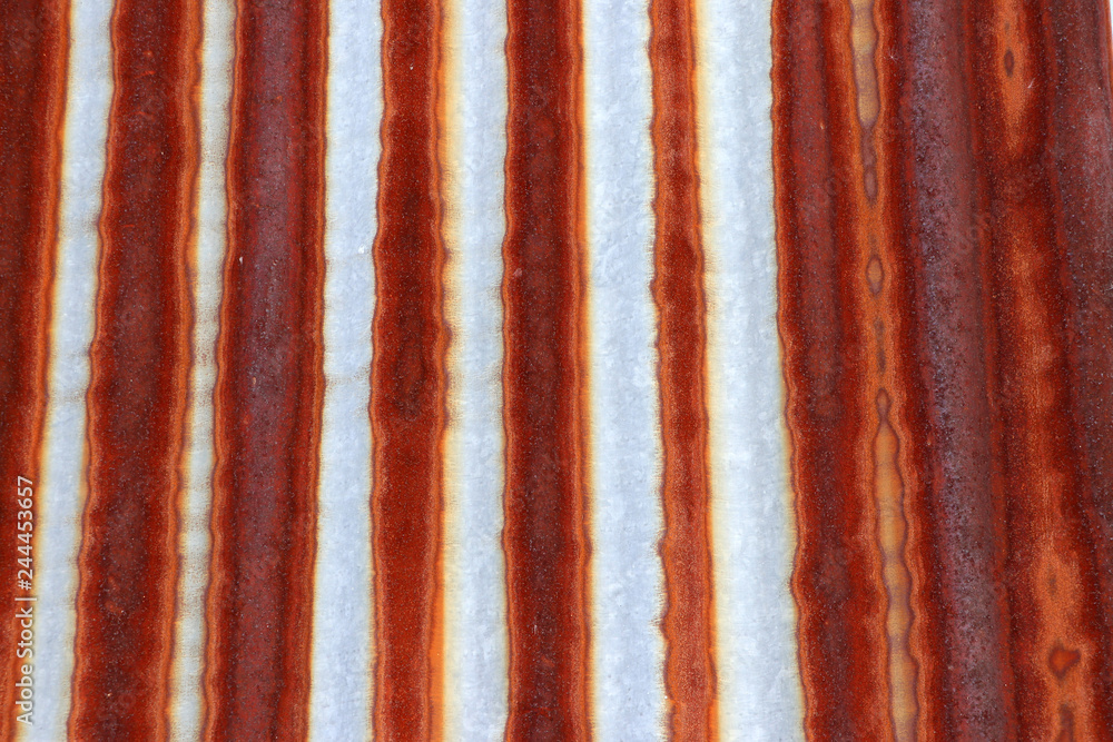 Rusty metal wall, old sheet of zinc covered with rust and corrosion ...