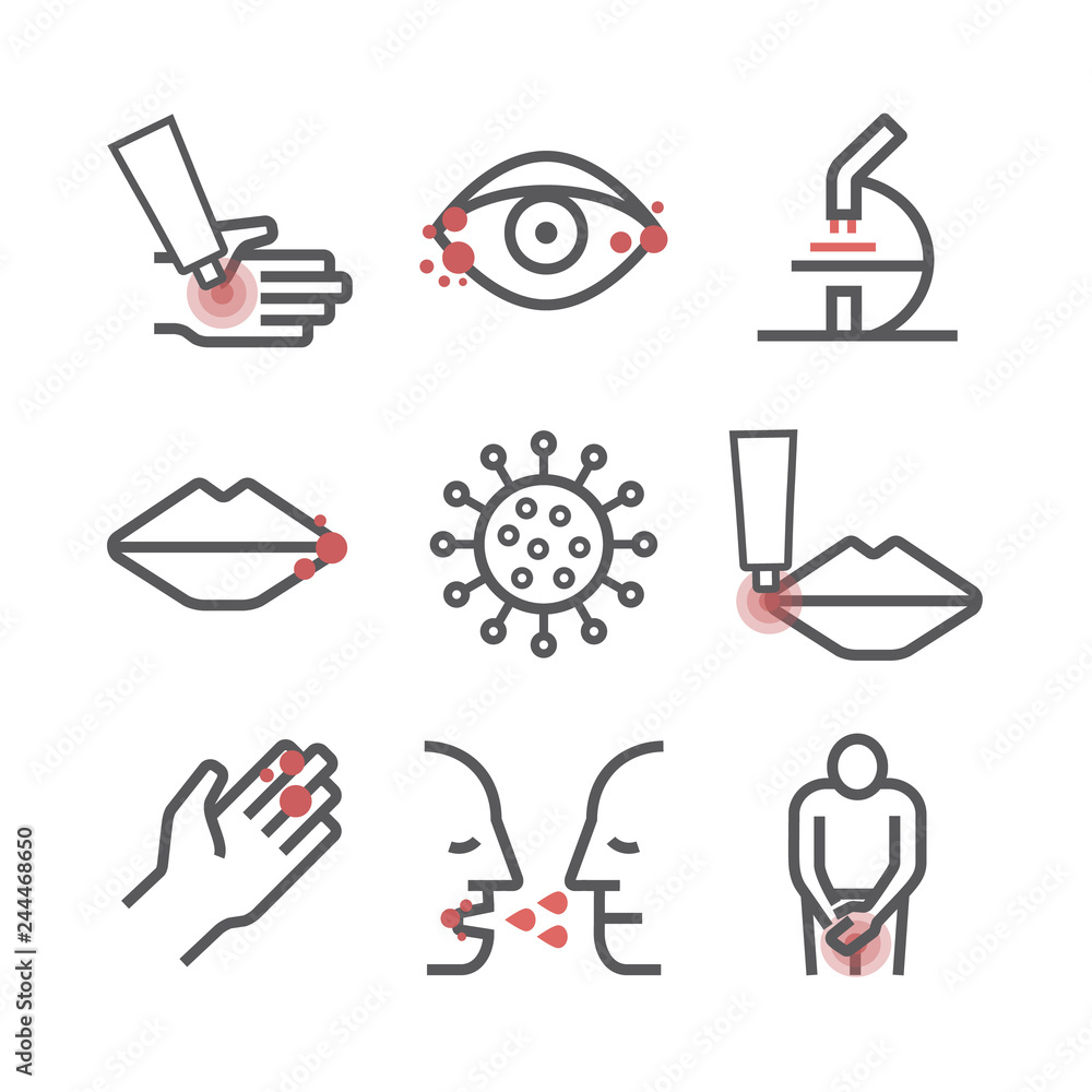 Herpes Symptoms Treatment Line Icons Set Vector Signs For Web herpes-symptoms-treatment-line-icons-set-vector-signs-for-web