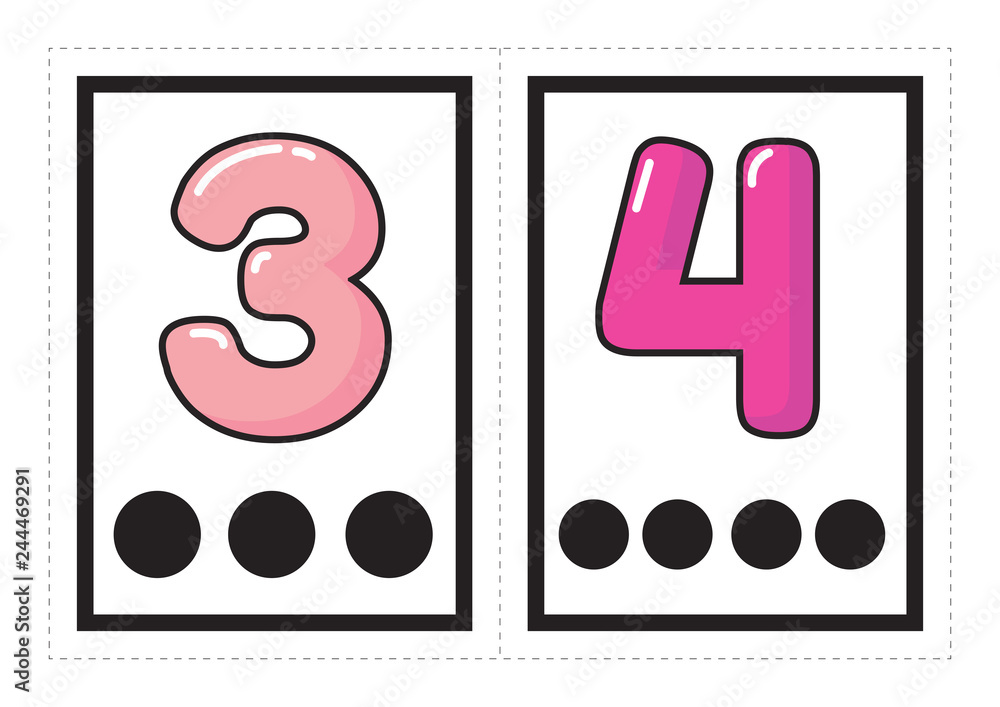 Printable flash card collection for numbers with the corresponding ...