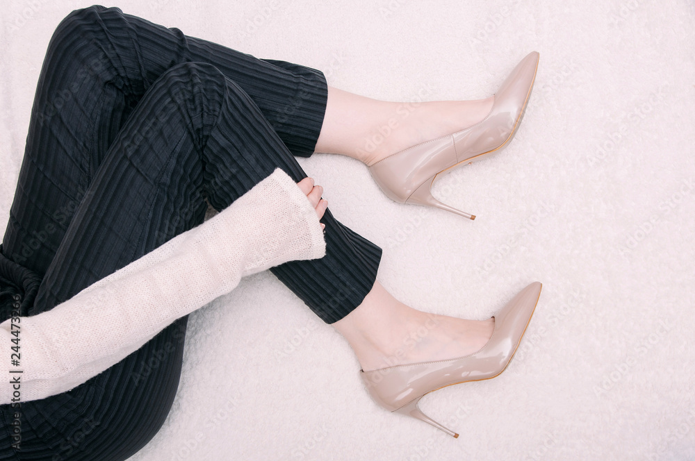 Women's feet in high heel shoes. Top view Stock Photo | Adobe Stock