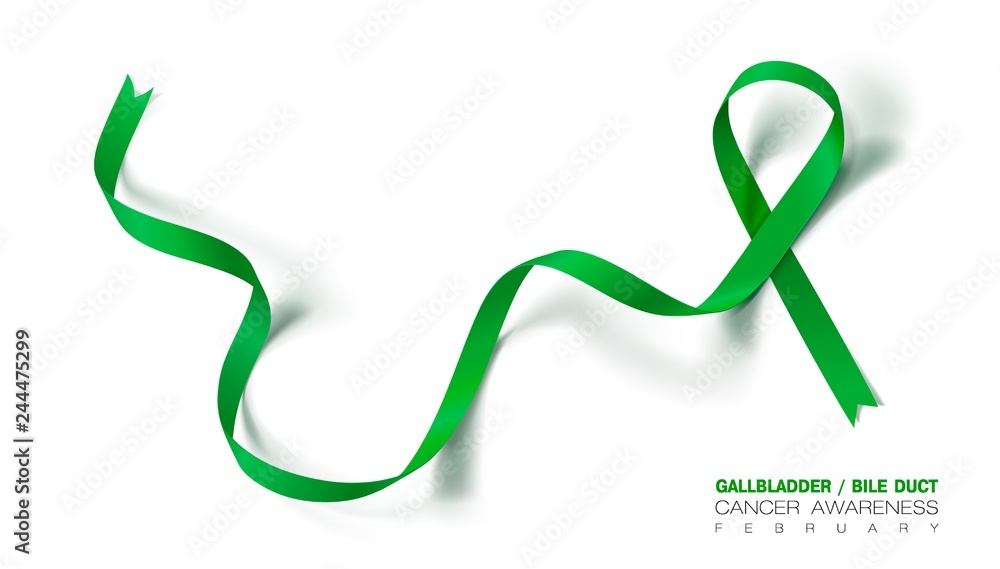 Gallbladder and Bile Duct Cancer Awareness Month. Realistic Kelly Green ...