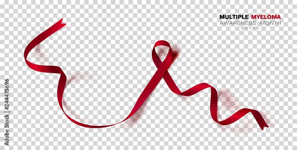 Multiple Myeloma Awareness Month. Burgundy Color Ribbon Isolated On ...