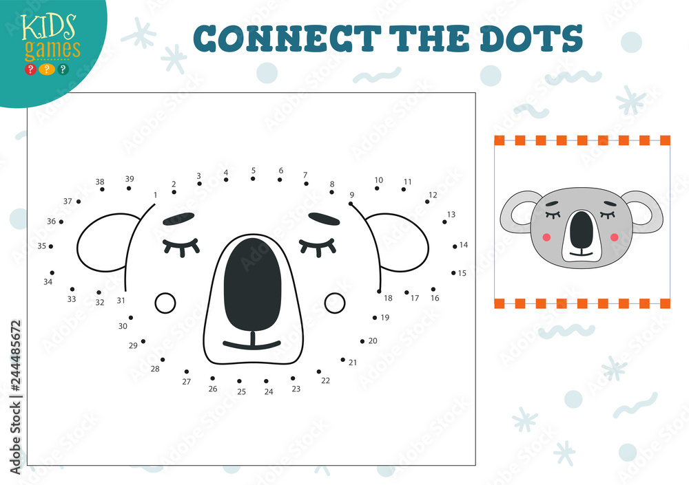 Connect the dots kids game vector illustration. Preschool children ...