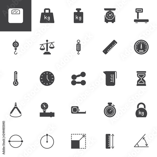 Scale and Measurement vector icons set, modern solid symbol collection ...
