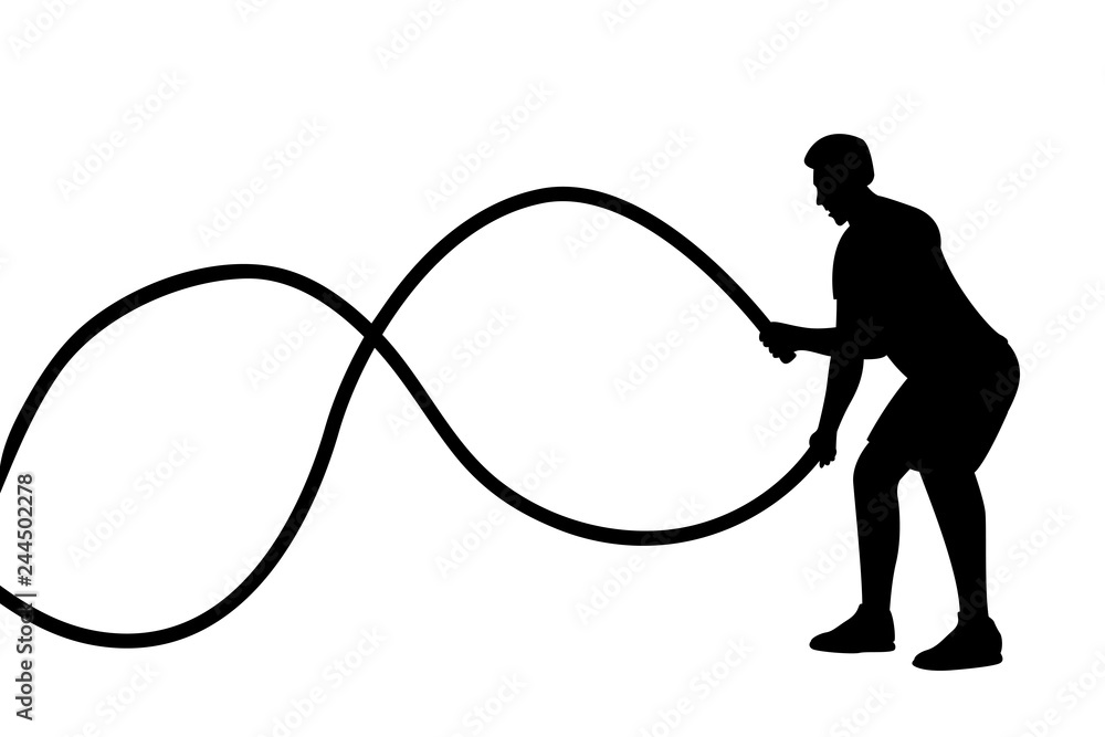 battle rope workout,vector illustration, silhouette Stock Vector ...