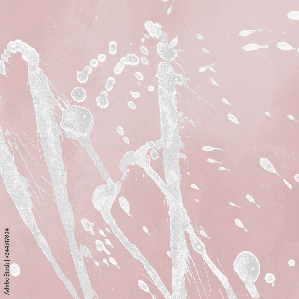 Luxury rose gold and white metal paint splatter effect on watercolor ...