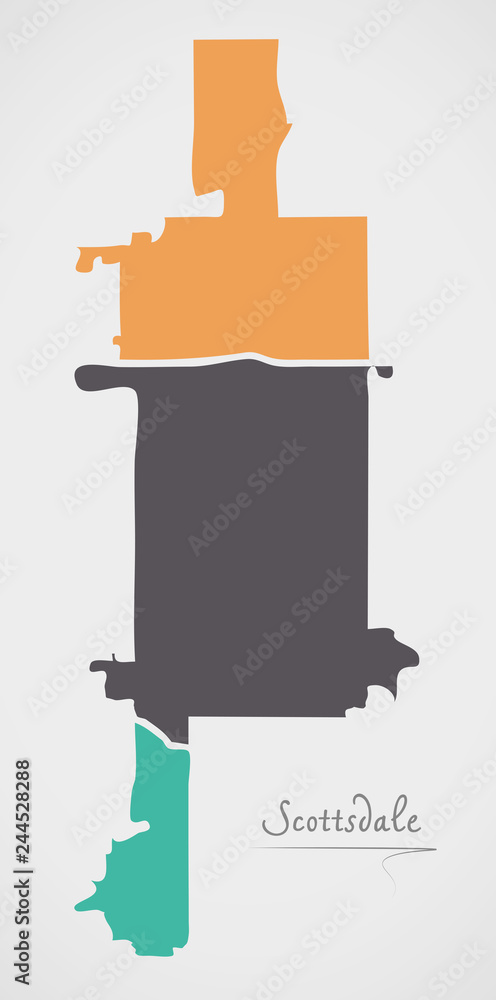Scottsdale Arizona Map with neighborhoods and modern round shapes Stock ...