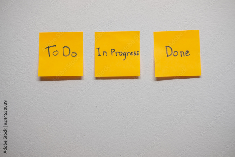 monitor task of work concept, To do, In progress, Done Note reminder ...