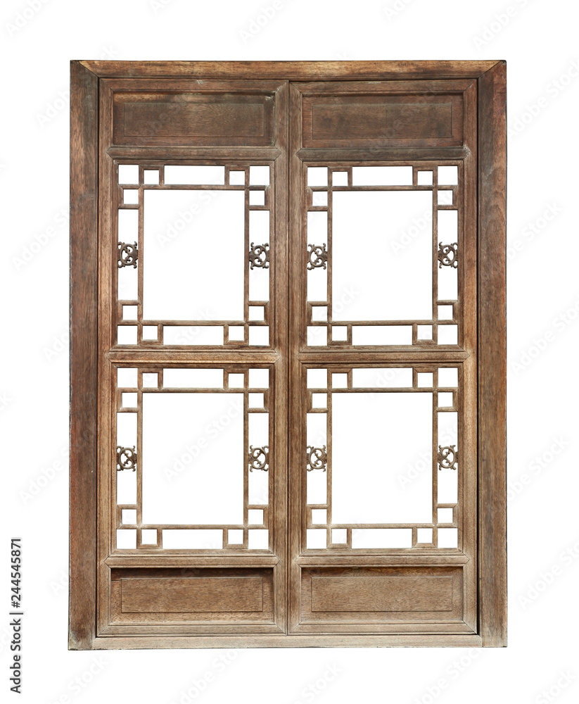 Vintage window frame, chinese style (with clipping path) isolated on ...
