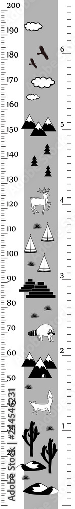 Vector height chart in minimalistic scandinavian style. Meter Wall or ...