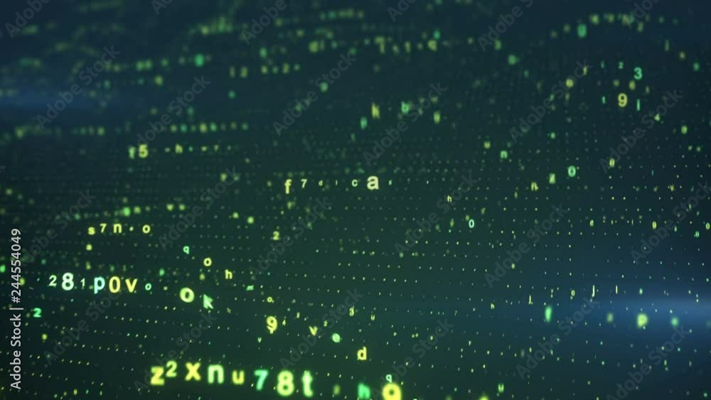 Floating random letters. Big data analysis. Computer generated graphics ...