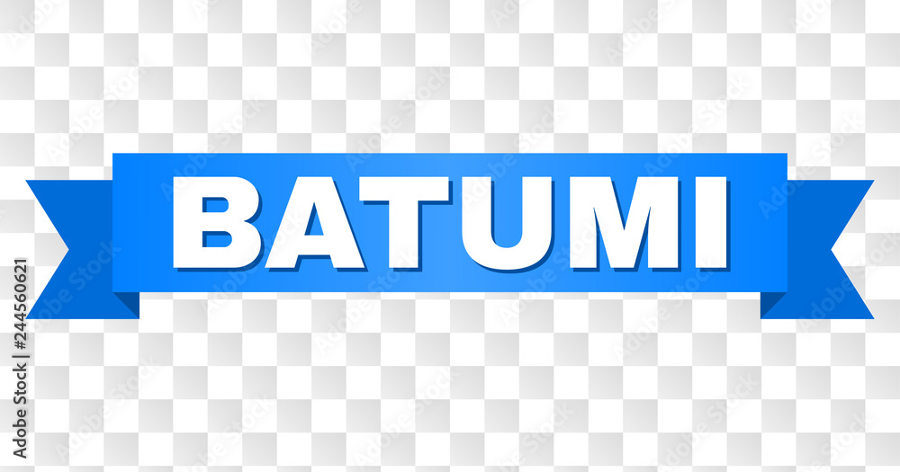 BATUMI text on a ribbon. Designed with white title and blue tape ...